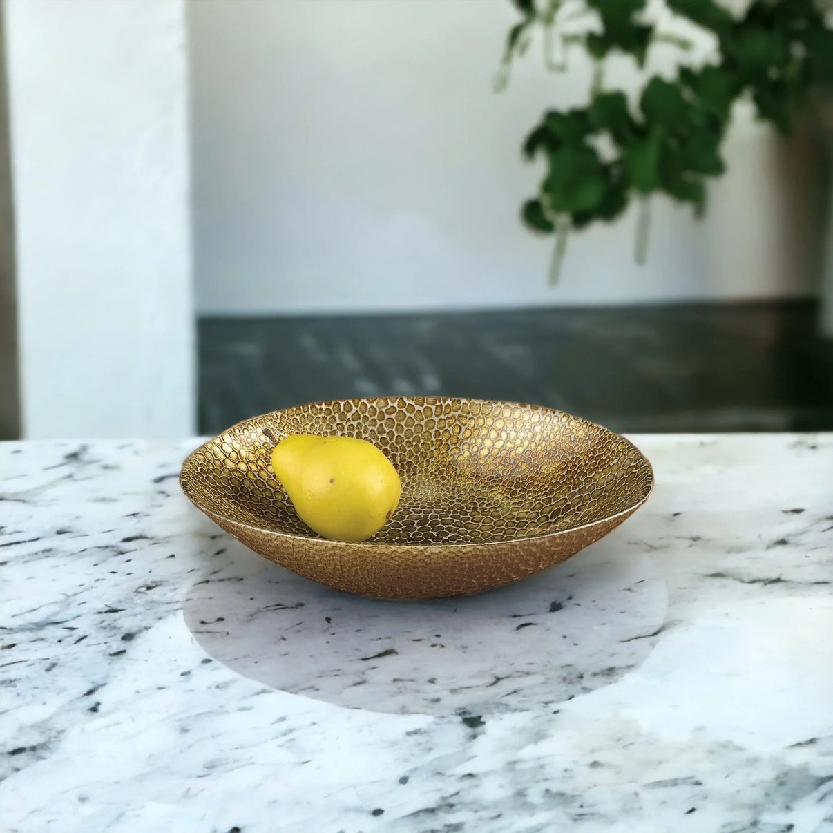 Oval Bowl- 12 inch Glass Fruit Bowl - Nature Home Decor